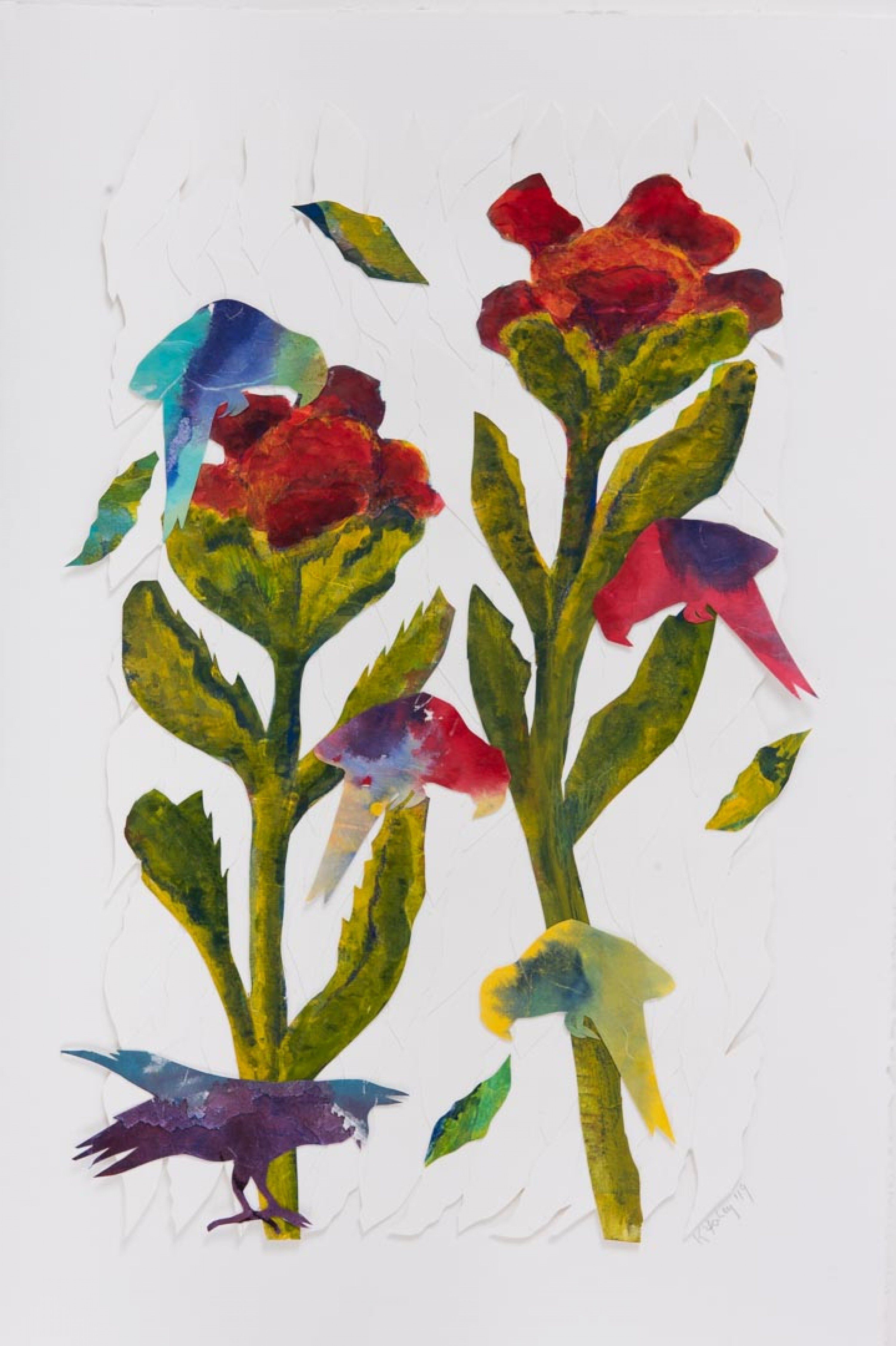 Multi layered handpainted collage by Kathy Fahey depicting Australian ...