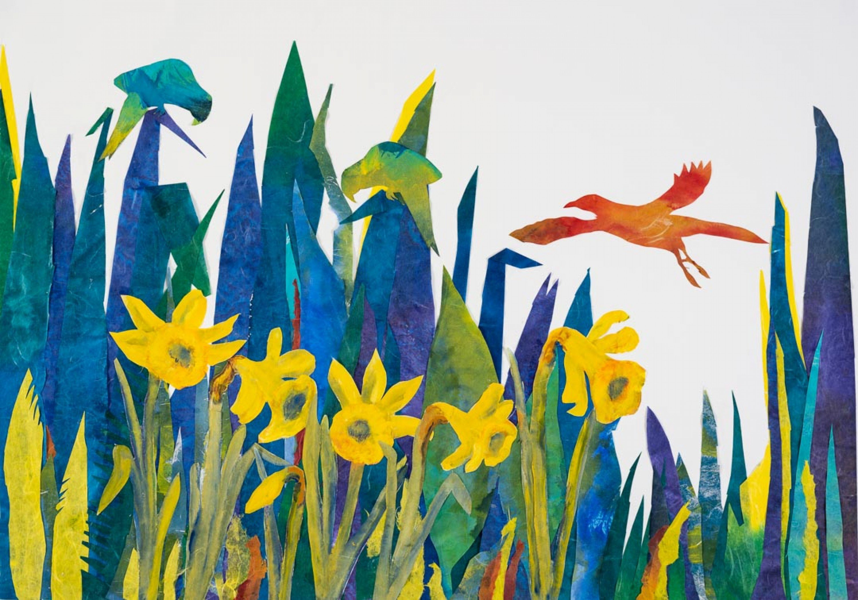 Joyful Spring garden collage by Melbourne artist Kathy Fahey using ...
