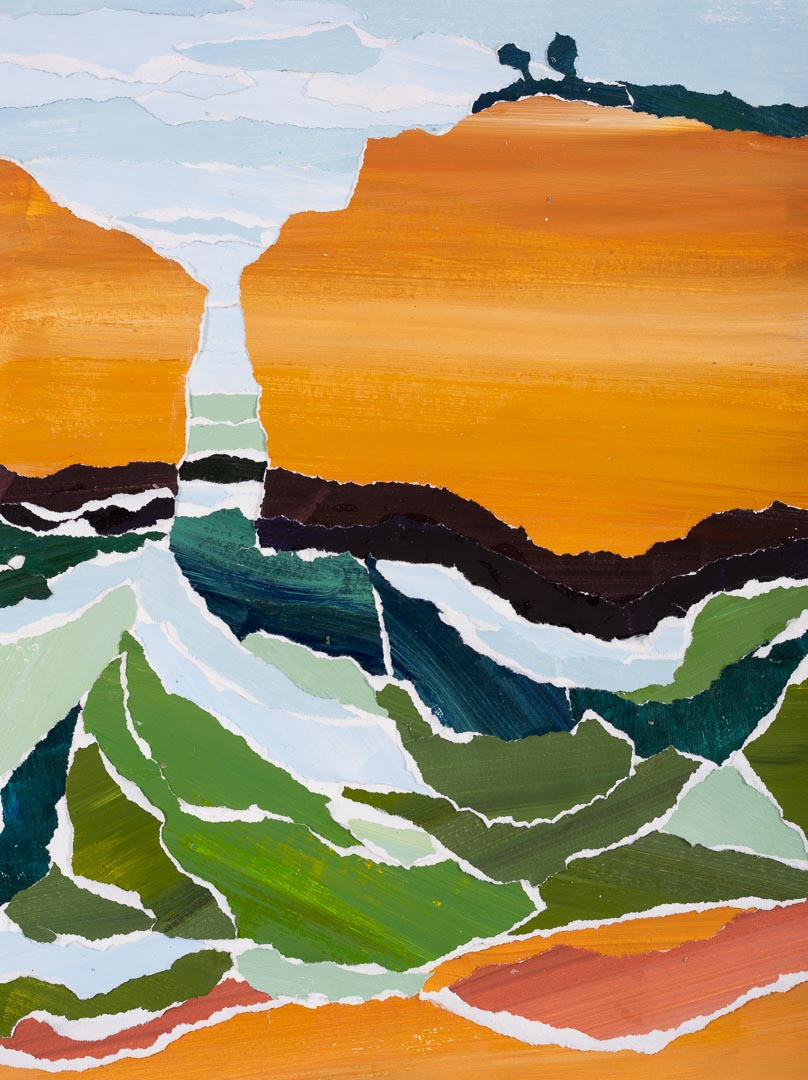 Rugged coastal collages by Kathy Fahey.